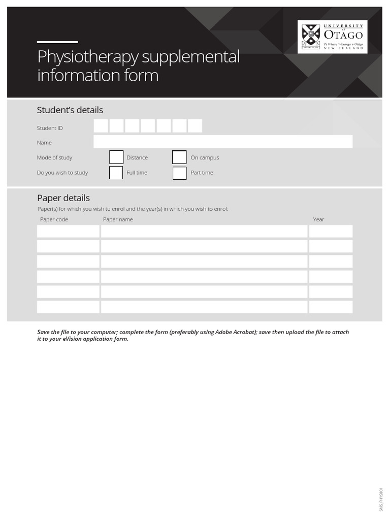 Otago Supplmentary Application Form | PDF