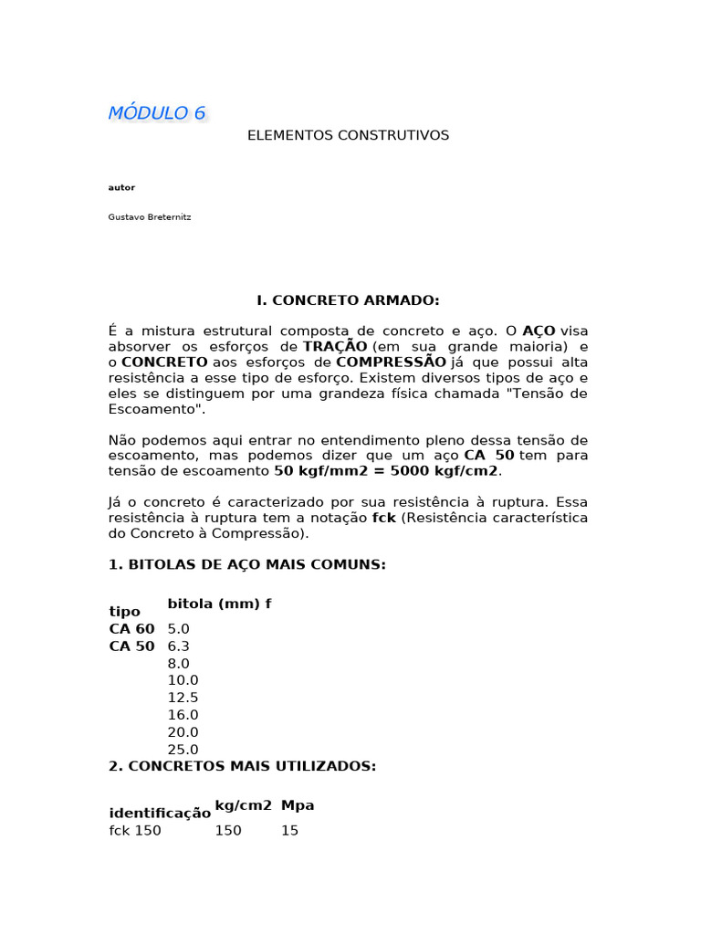 Concreto Armado - ELEMENTOS CONSTRUTIVOS | PDF | Concreto | Viga