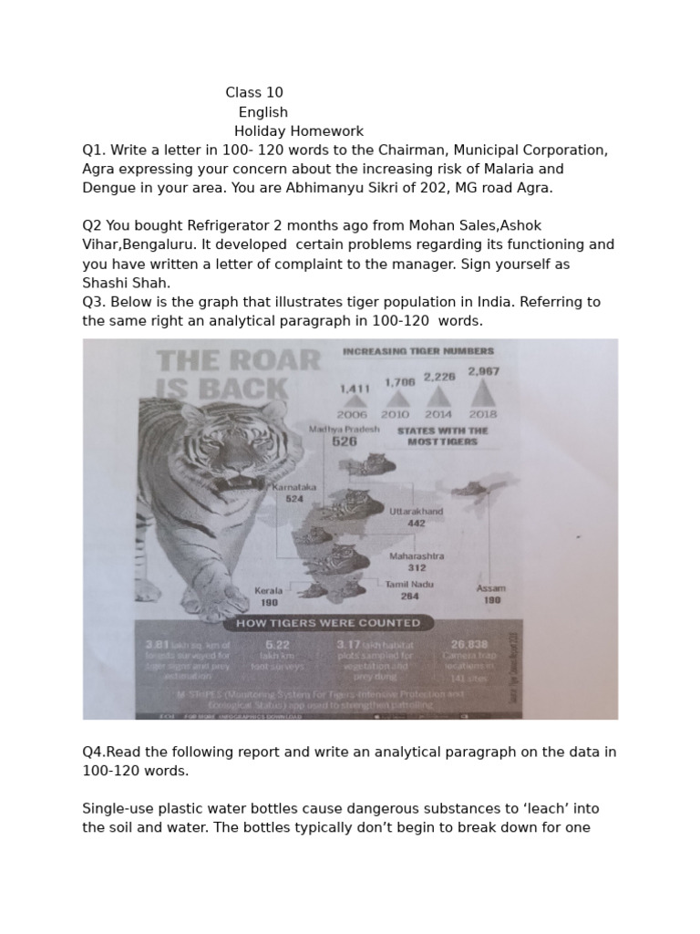 Class 10 English Holiday Homework Guide | PDF