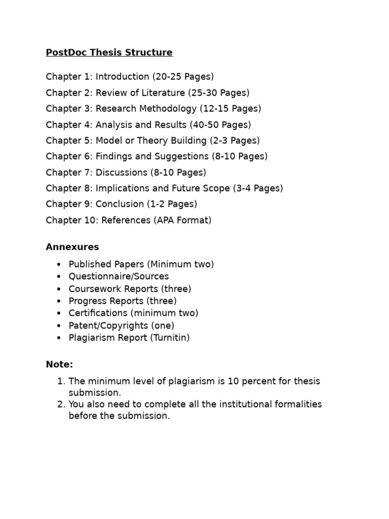 PostDoc Thesis Structure | PDF