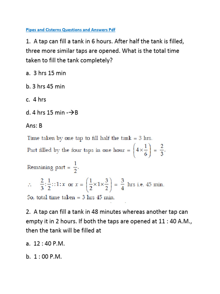 Pipes Cisterns Questions Answers | PDF