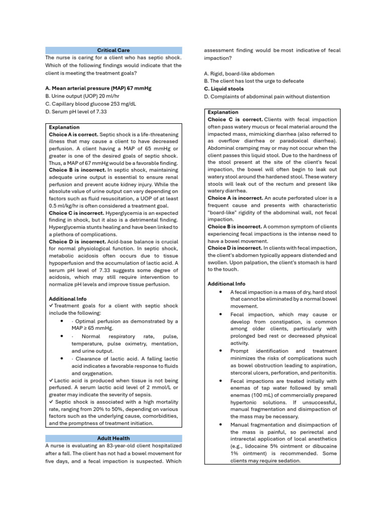 Nclex Qbank 5 Pdf Shock Circulatory Sepsis