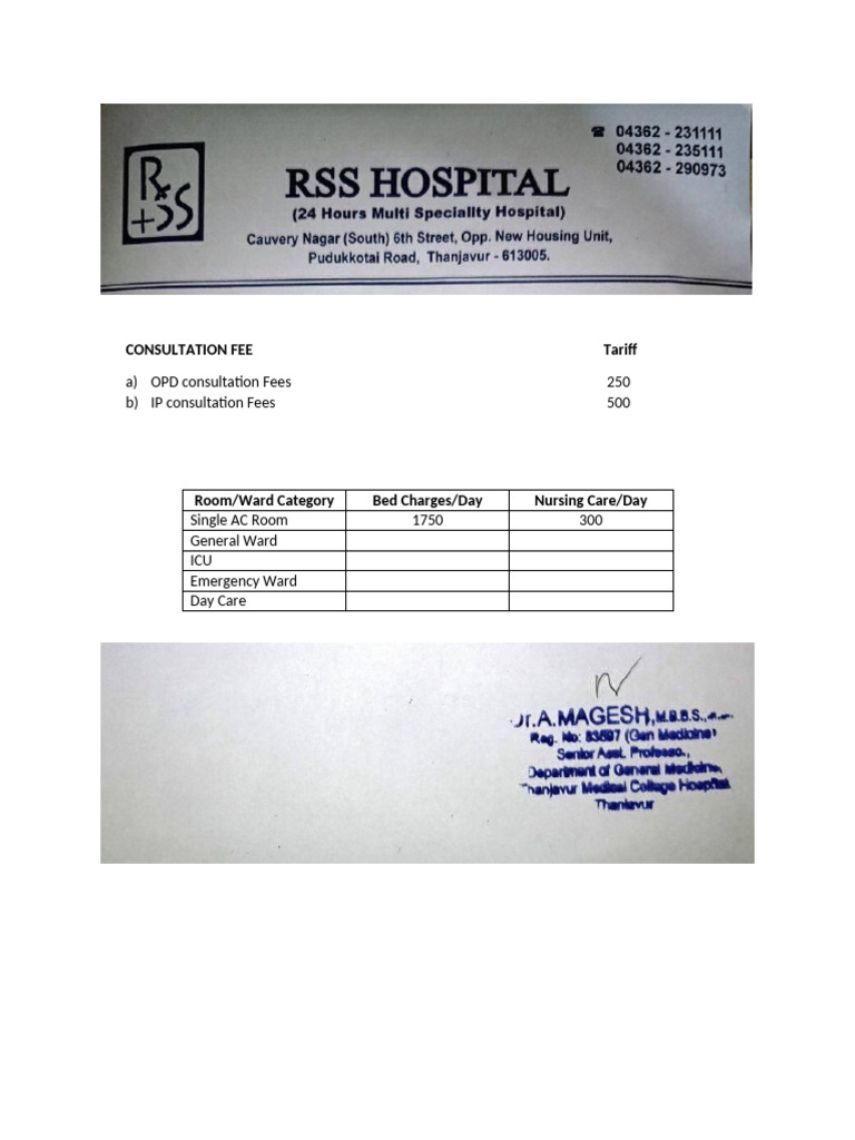 Hospital Tariff | PDF