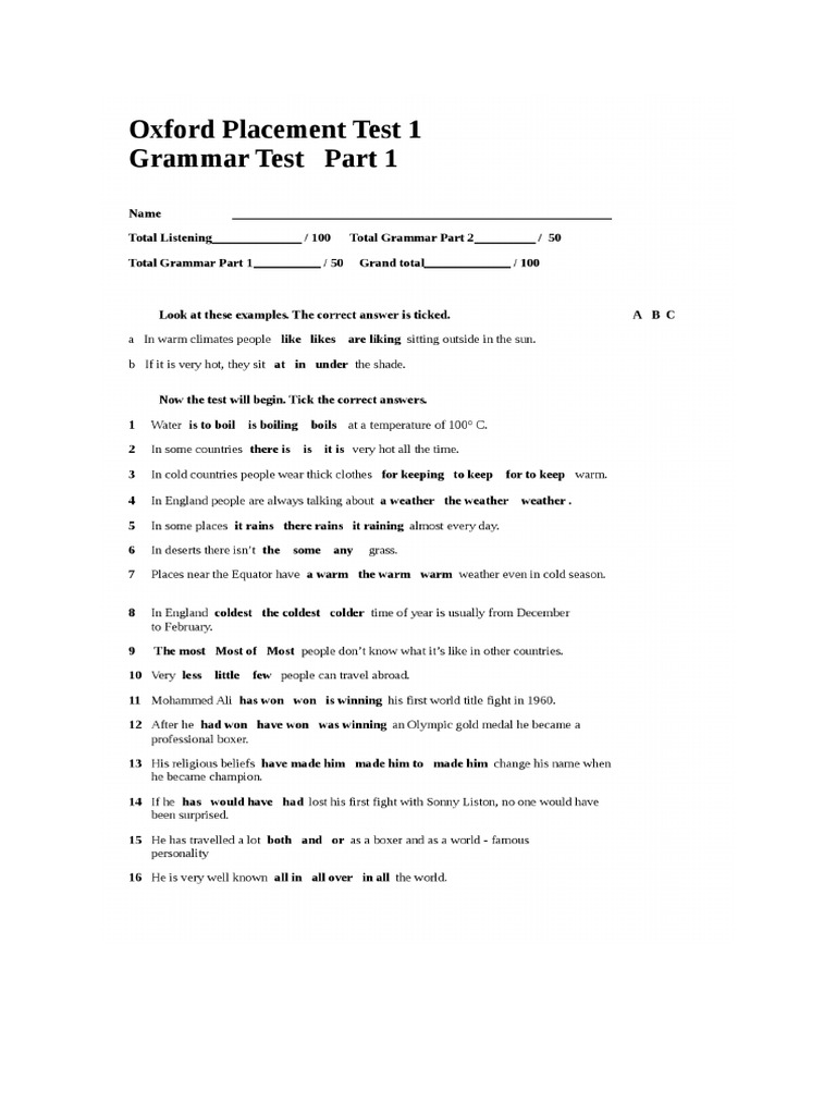 Placement Test | PDF