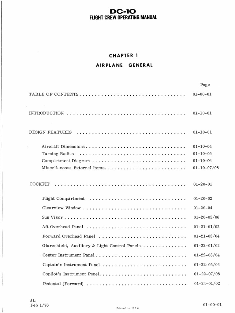 McDonnell Douglas DC-10 Flight Crew Operating Manual | PDF | Cockpit | Door