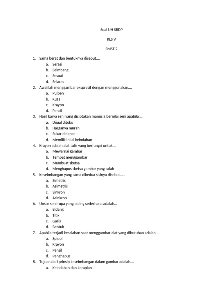 Soal UH SBDP | PDF
