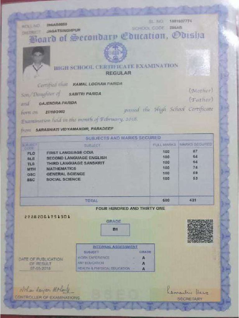 Acad Matric Certificate | PDF