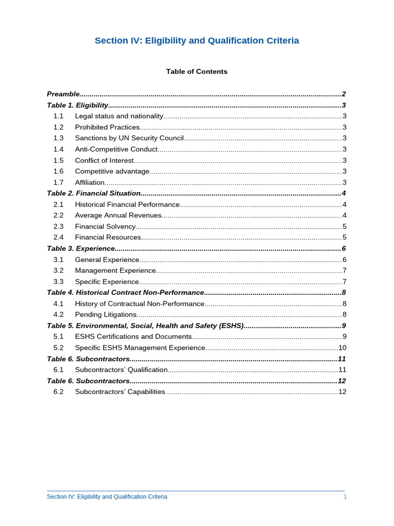 IV - Eligibility and Qualification Criteria (W) - HWWP-3 - Upd4 | PDF ...
