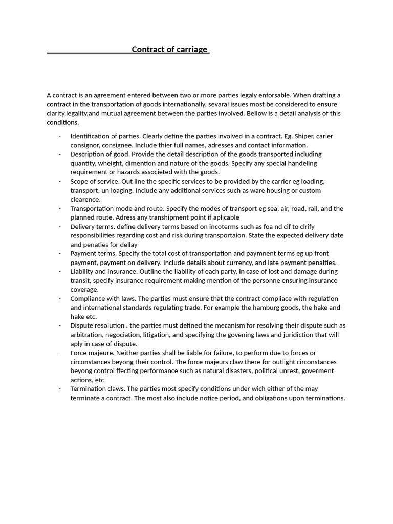 Enforceable Contract of Carriage Guidelines | PDF | Private Law ...