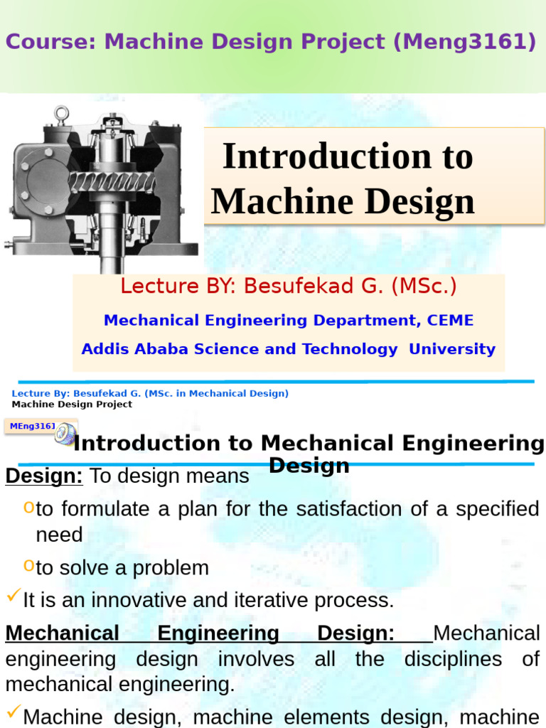 Machine Design Project Lecture | PDF | Engineering Tolerance | Strength Of Materials