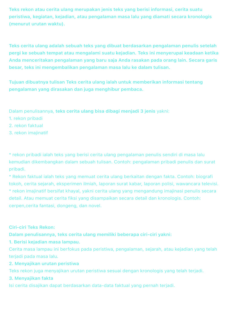Jenis dan Ciri Teks Rekon | PDF