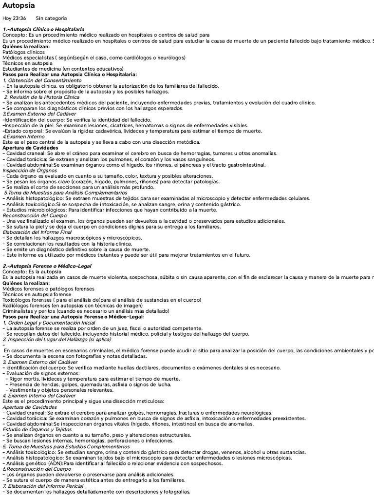 Proceso de Autopsia: Clínica y Forense | PDF | Autopsia | Imagenes medicas