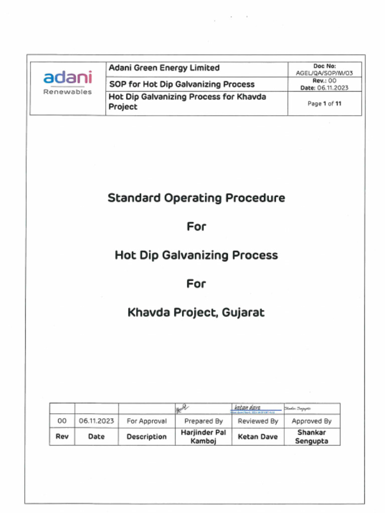 Standard Operating Procedure For HDG | PDF | Galvanization | Rust