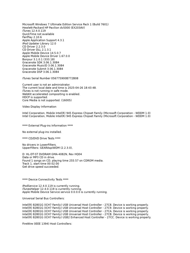 ITunes Diagnostics | PDF