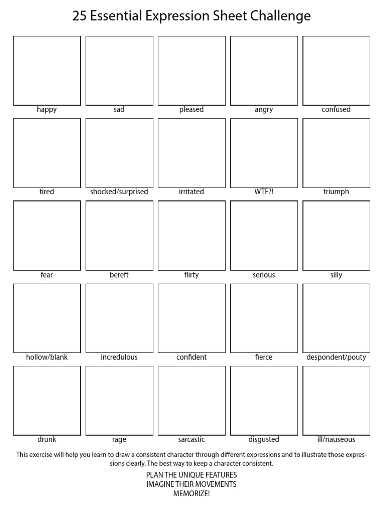 25 Essential Expression Sheet Challenge | PDF