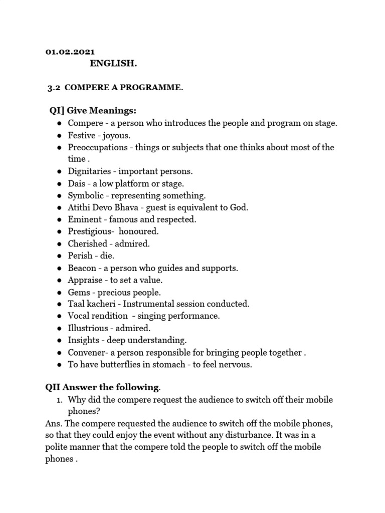 3.2 Compere A Programme | PDF | Performing Arts
