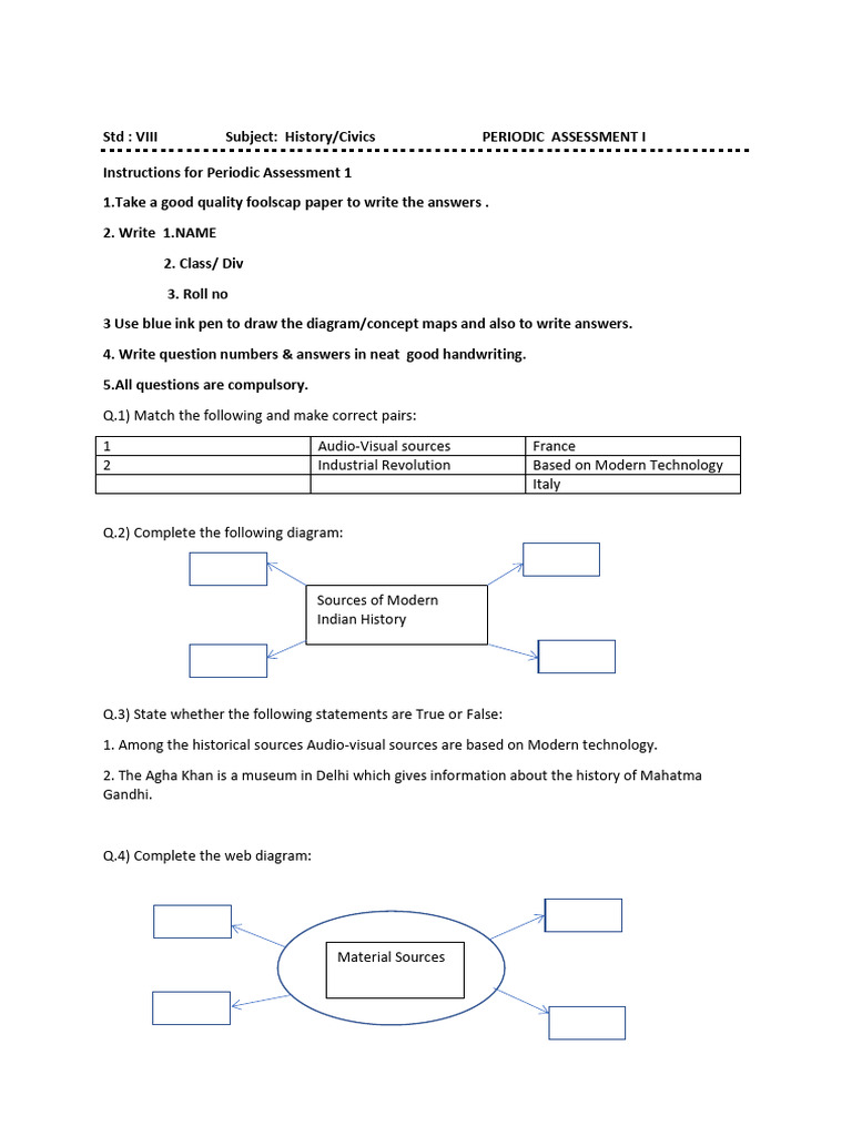 Periodic Assessment I Instructions | PDF