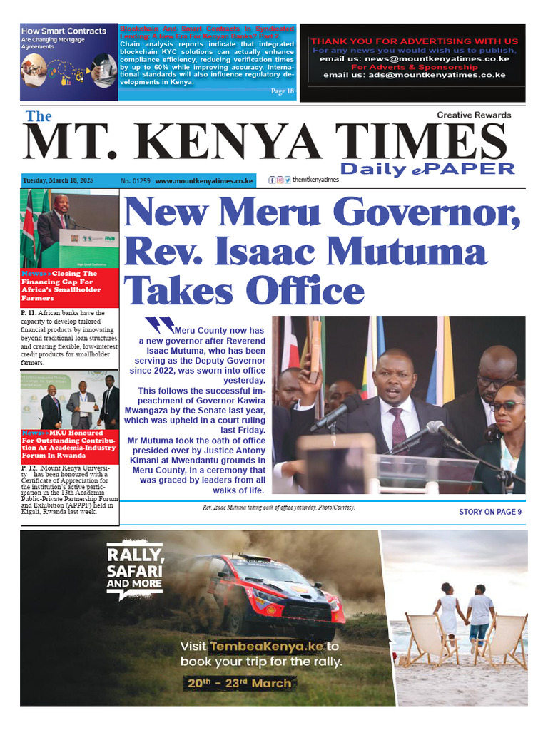 March 18, 2025 MT Kenya Times ePAPER | PDF | Science | Kenya