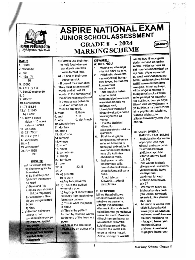 G8 Aspire 007 Answers | PDF