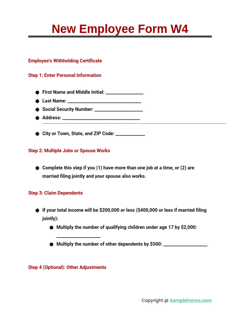 New Employee Form W4 | PDF