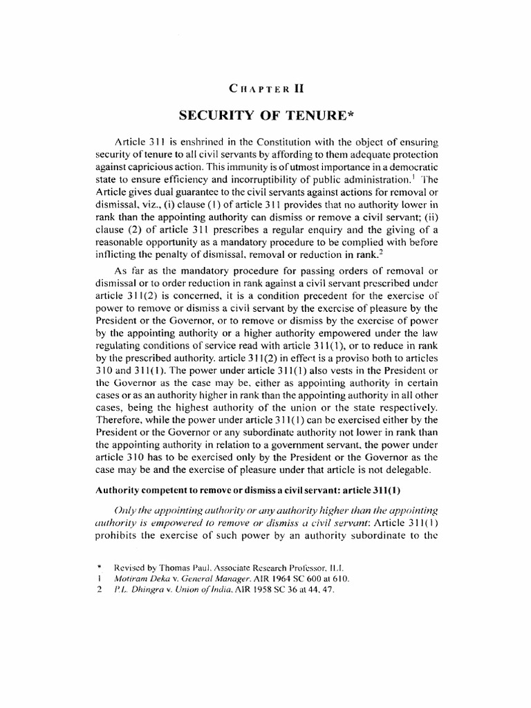 Security of Tenure | PDF | Employment | Government Of India