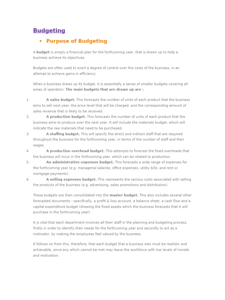 Comprehensive Guide to Business Budgeting | PDF | Net Present Value ...