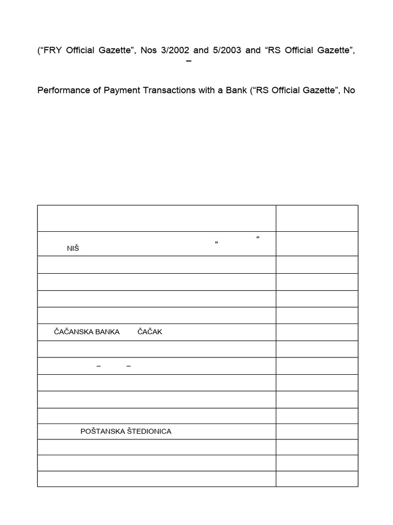 Jedinstveni Ident BR Banaka e | PDF | Serbia | Banking