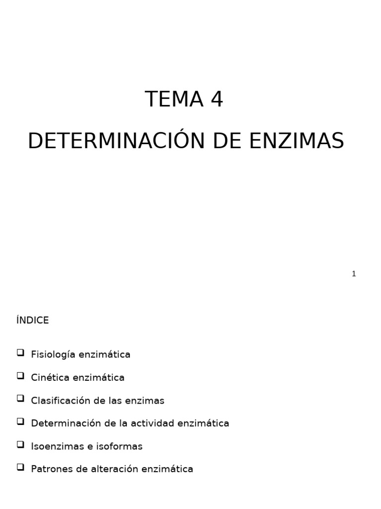 TEMA 4 - ENZIMAS | PDF | Enzima | La cinética de enzimas