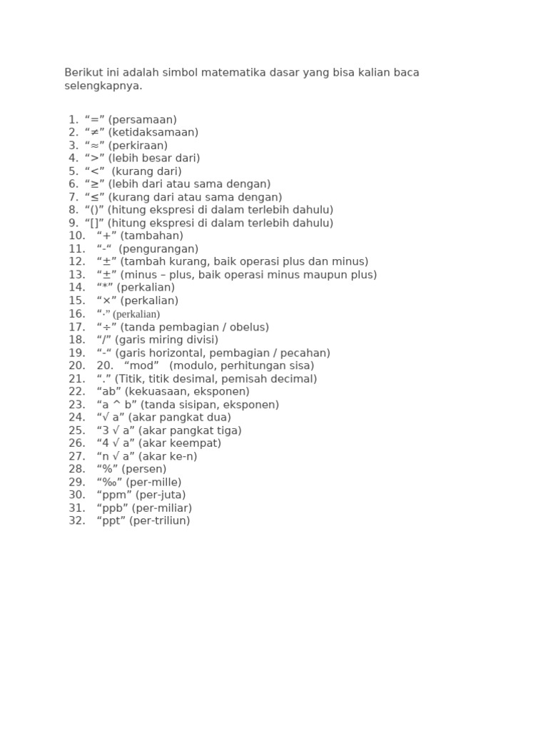 lambang matematika | PDF