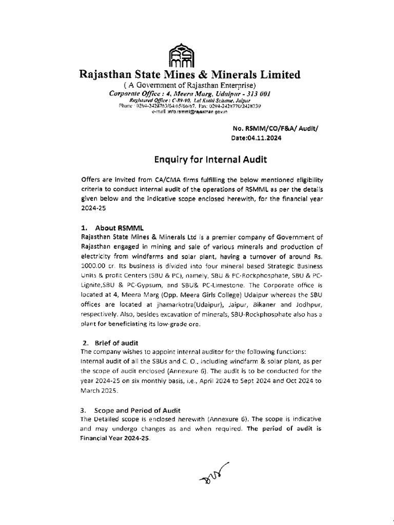 RSMM Limited Internal Audit Work | PDF