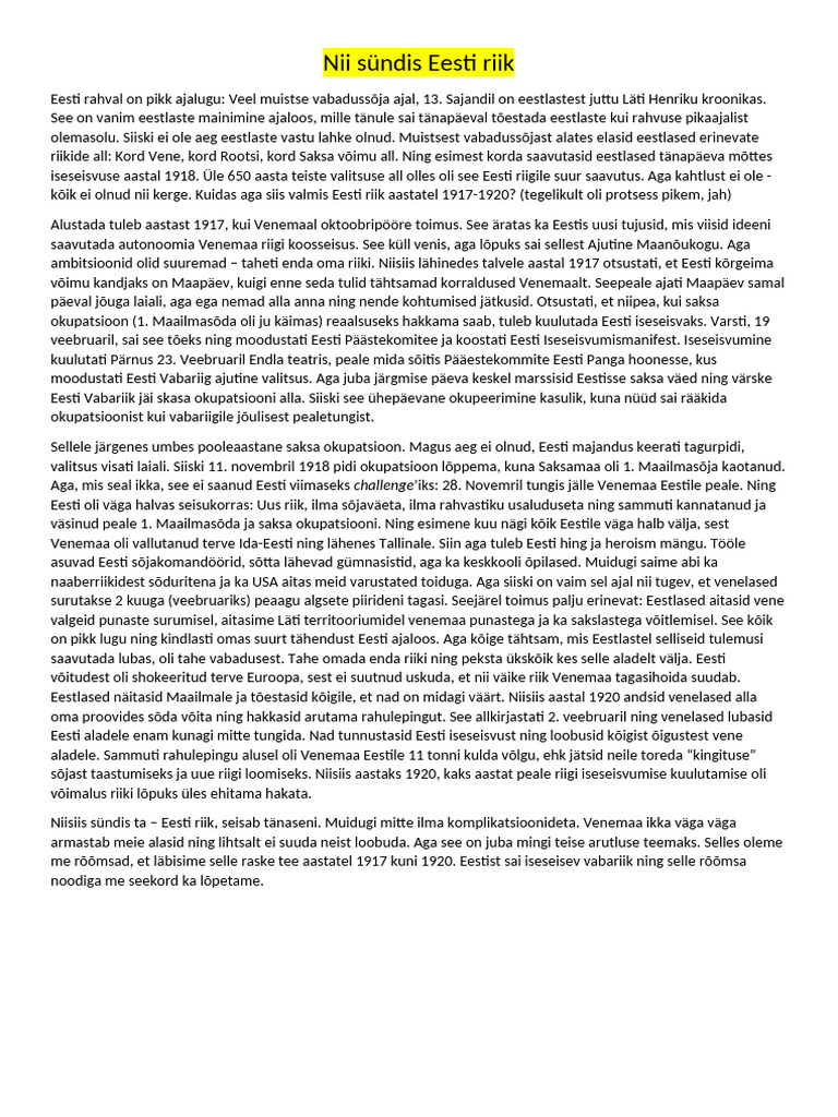 Nii Sündis Eesti Riik | PDF