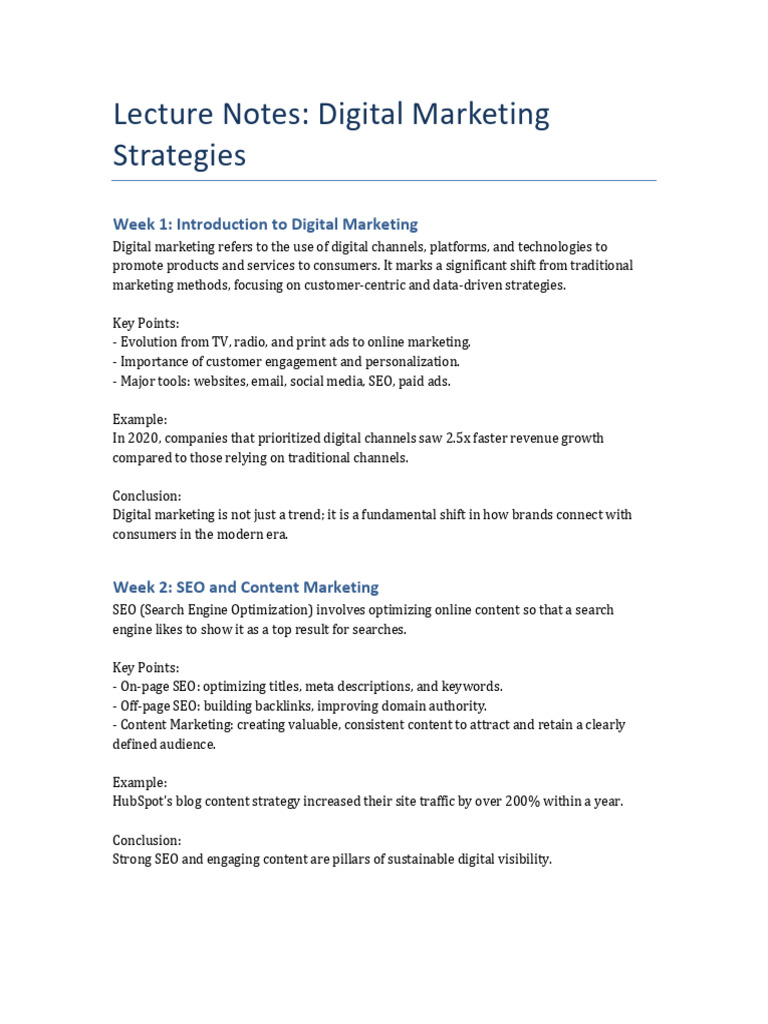Lecture Notes Digital Marketing | PDF | Digital Marketing | Search ...