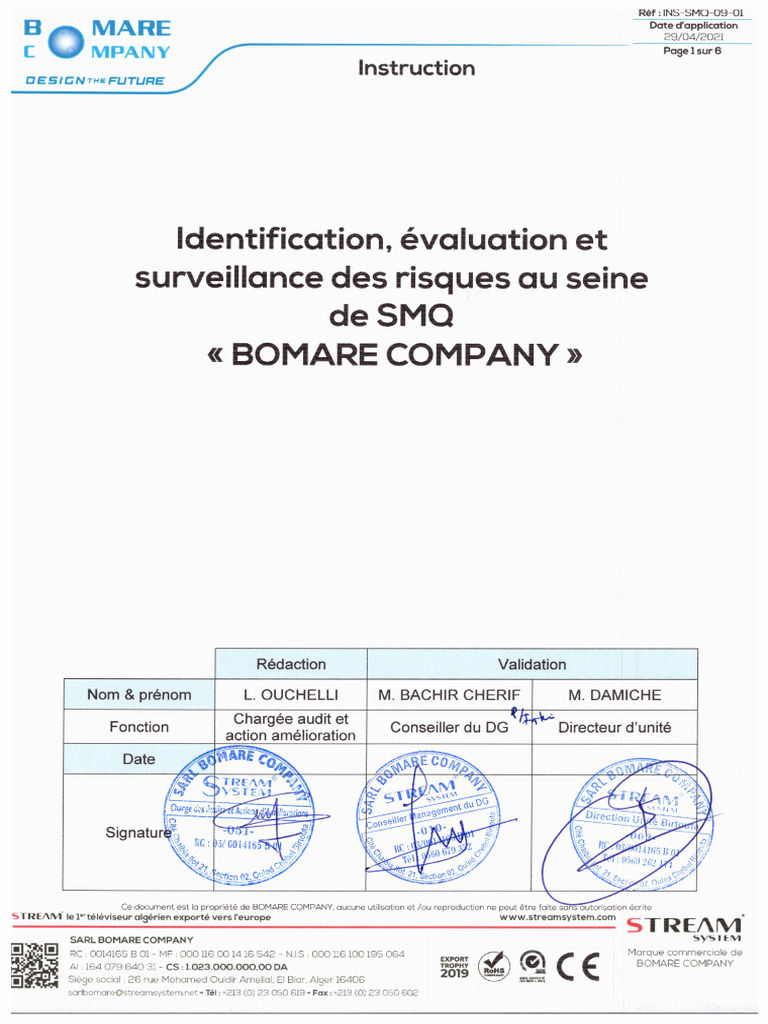 Instruction Identification Des Risques | PDF