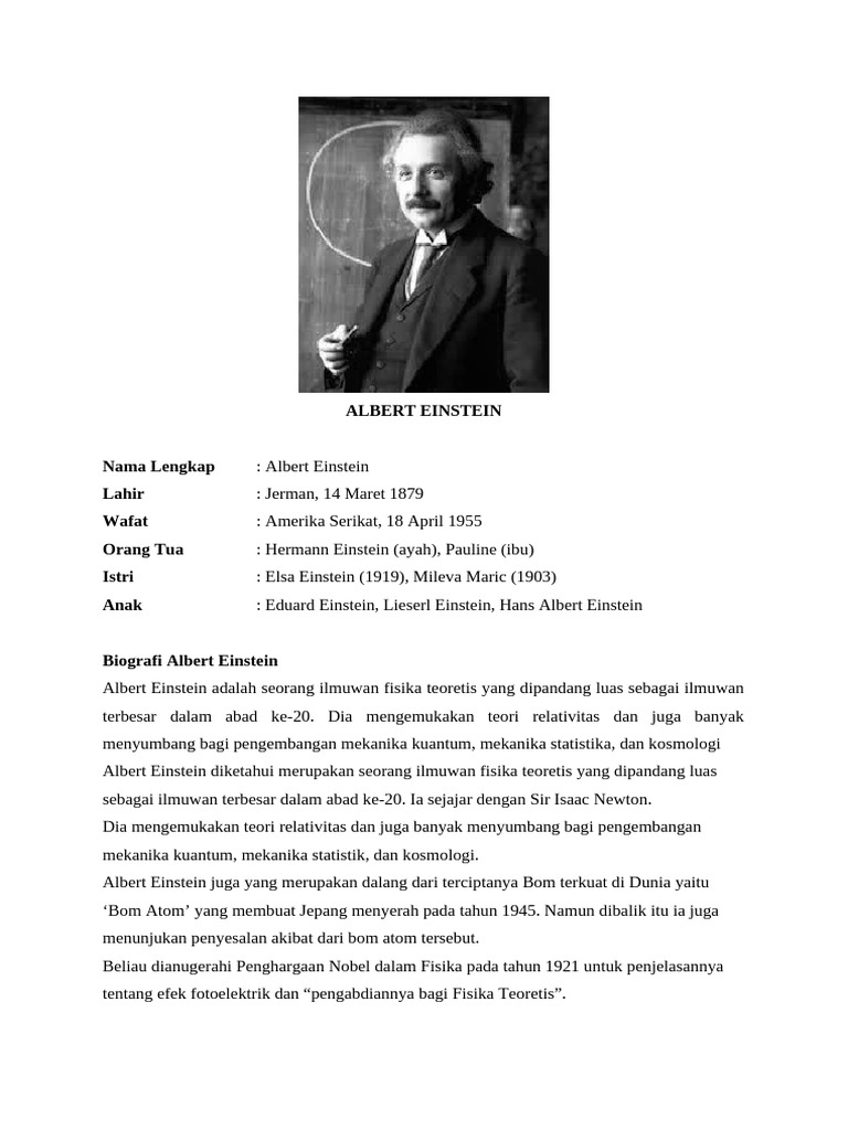 Biografi Singkat Albert Einstein | PDF