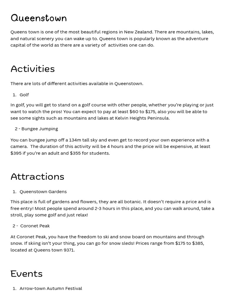 Queenstown Adventure Activities Guide | PDF