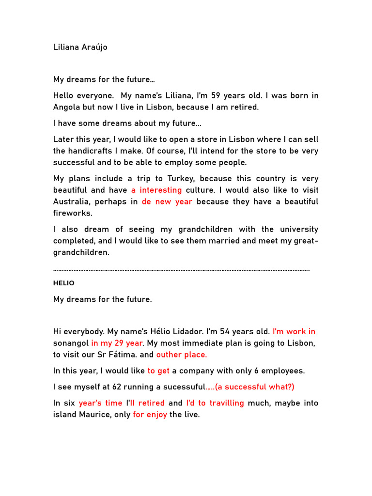 Future Dreams and Aspirations | PDF