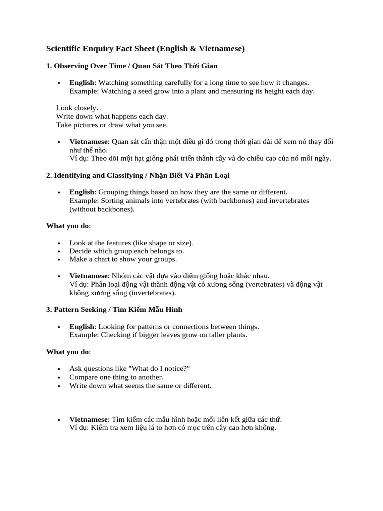 Scientific Enquiry Fact Sheet G3 | PDF