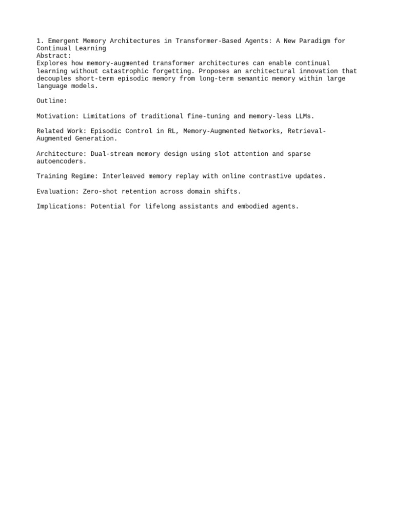 Emergent Memory Architectures in Transformer-Based Agents A New ...