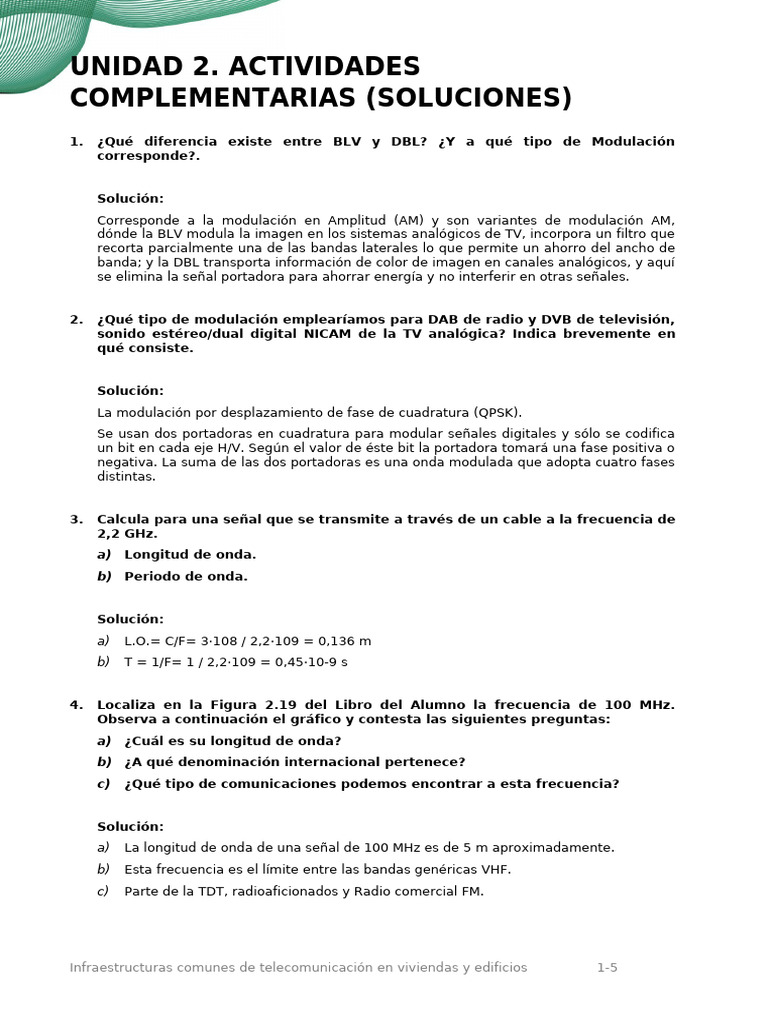 U2_solucion_actividades_ICT | PDF | Modulación | Ingeniería de difusión