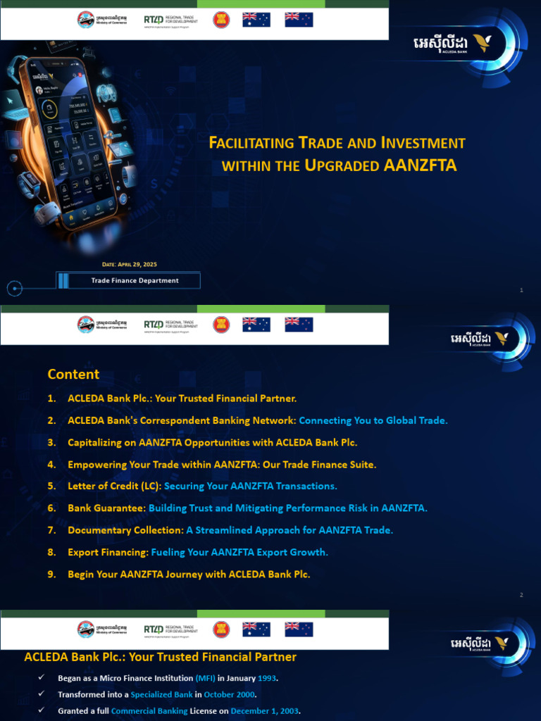 ACLEDA - AANZFTA Presentation 29 April 2025 | PDF | Letter Of Credit ...
