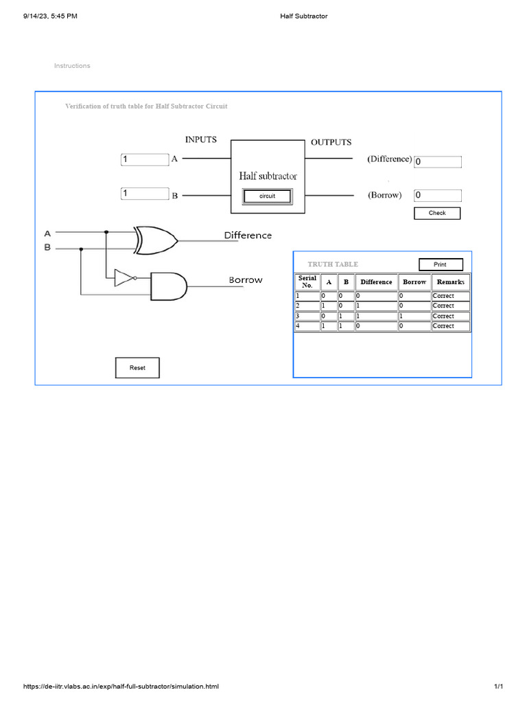 Half Subtractor2 | PDF