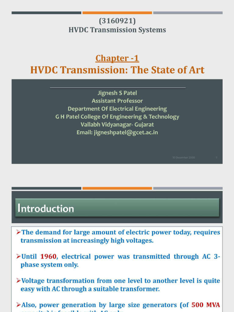 APY Chapter-1 - HVDC Transmission-The State of Art | PDF