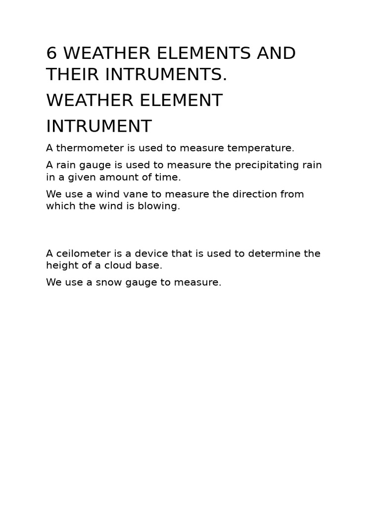 6 Weather Elements and Their Intruments | PDF