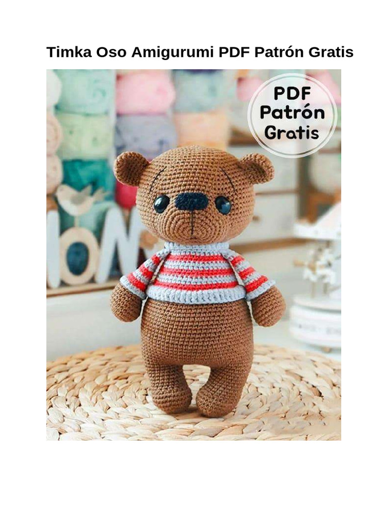 Timka Oso Amigurumi PDF Patron Gratis - PDF Afiliad | PDF | Amigurumi | Tejer