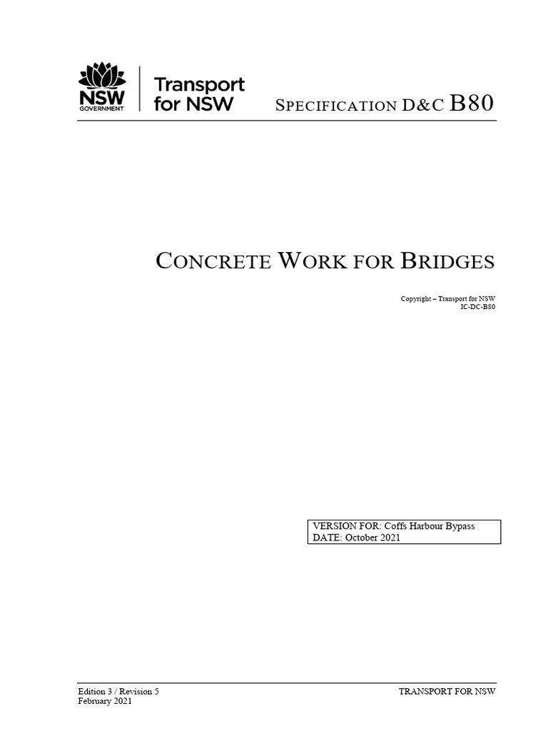 Concrete Bridge Work Specs - D&C B80 | PDF | Concrete | Cement