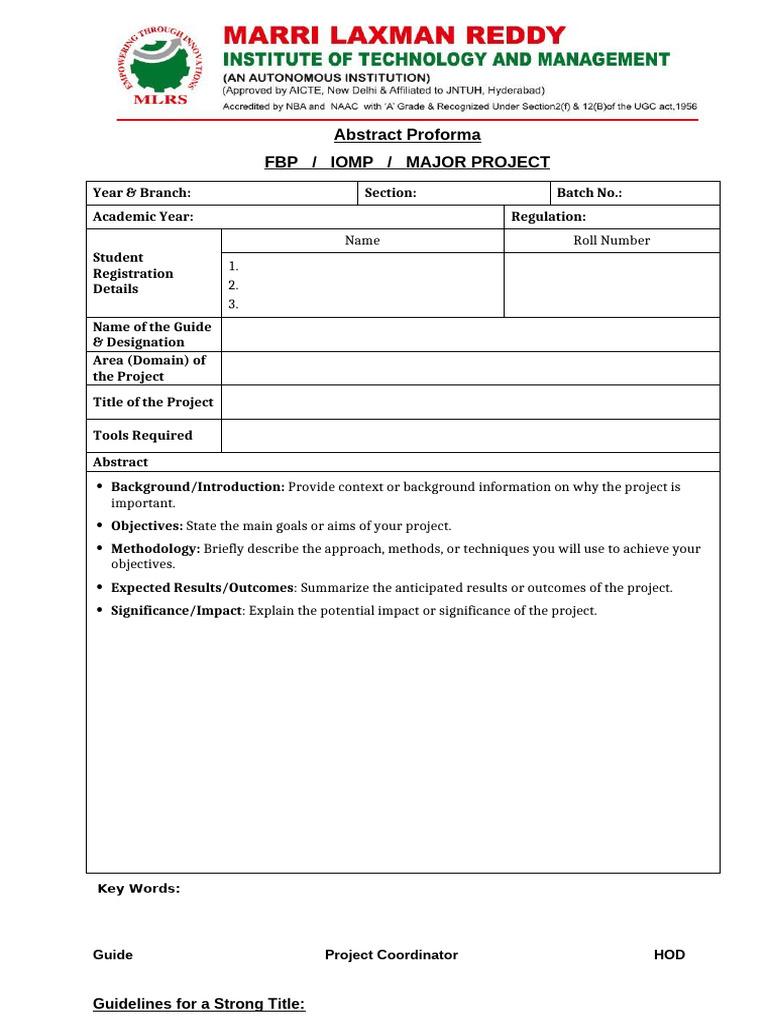 Project Abstract Proforma - AY 2024-25 | PDF | Machine Learning
