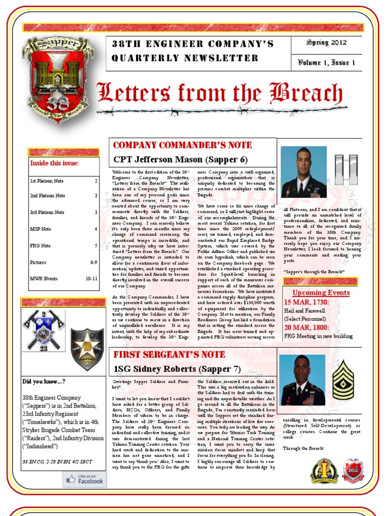38 EN CO Newsletter (Vol 1 Iss 1) | PDF | Military Organization ...