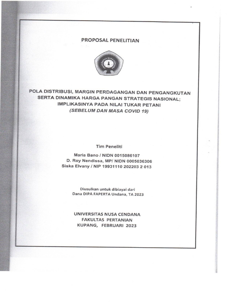 Proposal Penelitian 2023 Ir - Maria Banomp | PDF