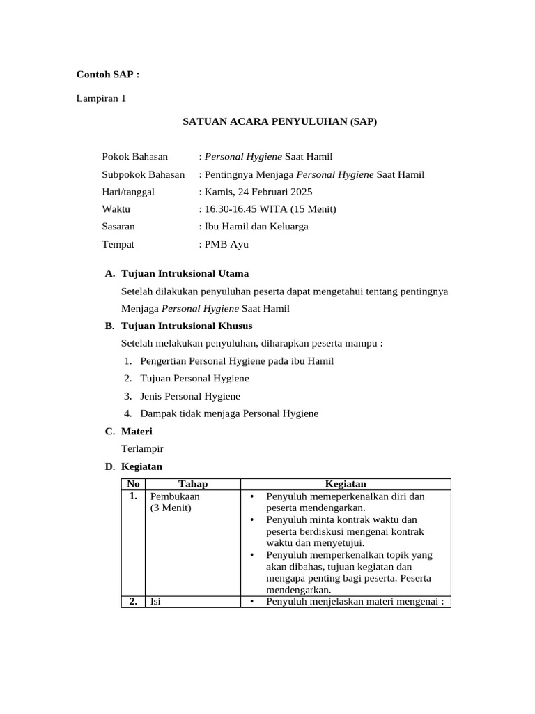 Contoh SAP Penyuluhan | PDF