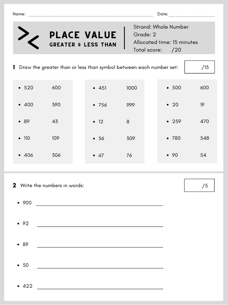 Grade 3 Place Value Worksheet | PDF